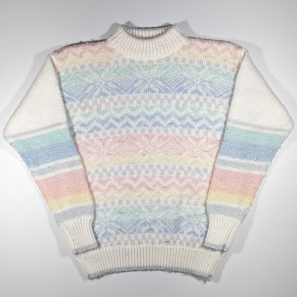 Vintage | Sweaters | Vintage Essex Junction Womens Size Large Sweater Pastel Colors | Poshmark